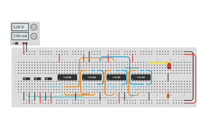 Circuit design 4x1 MUX to implementing m0,m4,m5,m6 - Tinkercad