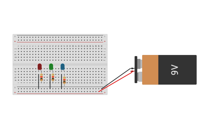 Circuit design 5 leds - Tinkercad