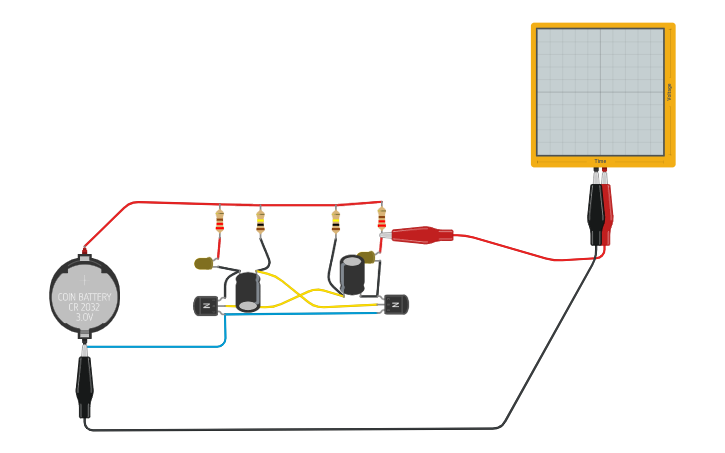Circuit design Astable Multivibrator - Tinkercad