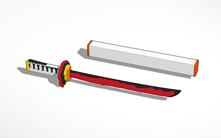 3D design Rengoku Kyojuro sword - Tinkercad