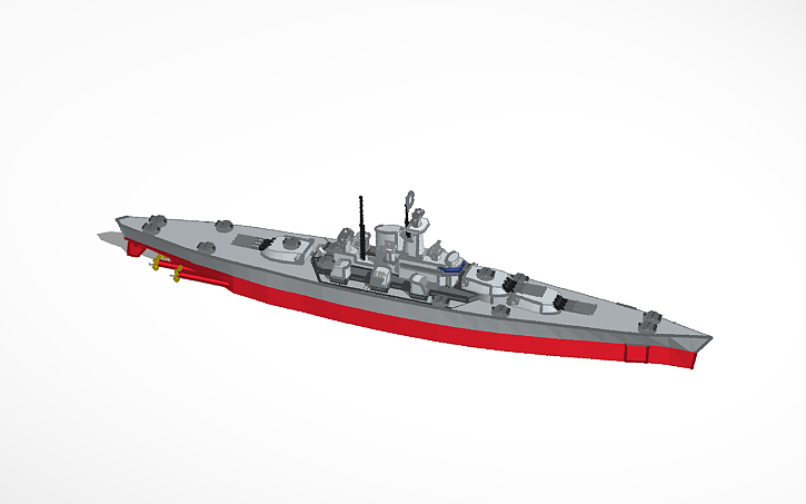 3D design USS America BB2 - Tinkercad