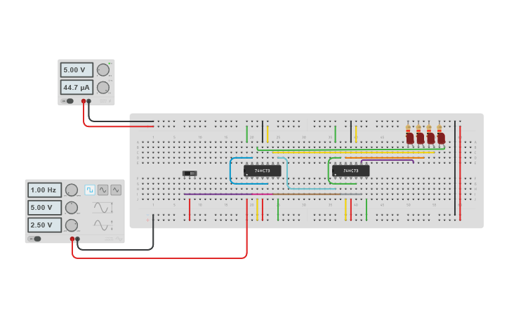 Circuit design ASYNCHRONOUS DOWN COUNTER - Tinkercad