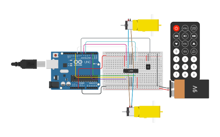Circuit design 2 motores dc | Tinkercad