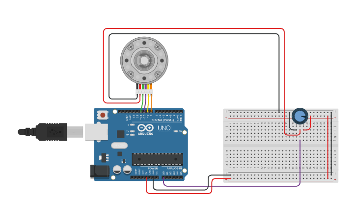 Circuit design Tinkercad Stepper motor - Tinkercad