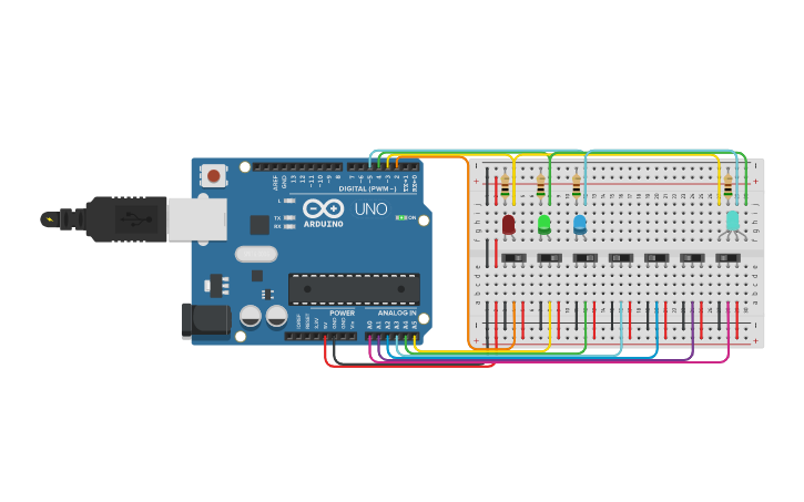 Circuit design Copy of 3-bit binary calculator V2 - Tinkercad