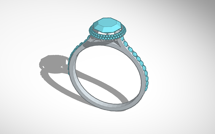 3D design Engagement ring double halo - Tinkercad