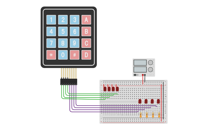 Circuit Design Keypad 4x4 Tinkercad 