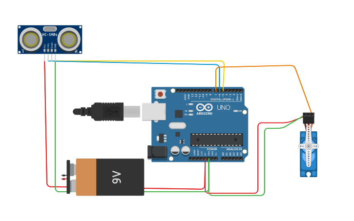 Circuit design Smart Dustbin vijay | Tinkercad