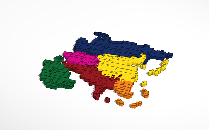 3D design Mapa Da Ásia - Tinkercad