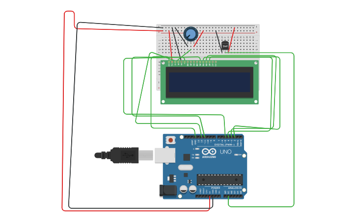 Circuit design Abdullah Mujahid - Temprature Sensor on LED | Tinkercad