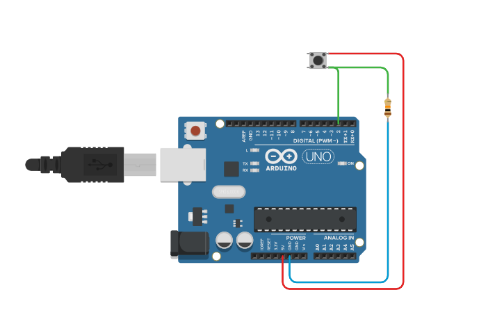 Circuit design Interrupt - Aufgabe 5 - Tinkercad Circuit design Interrupt - Aufgabe 5 - Tinkercad