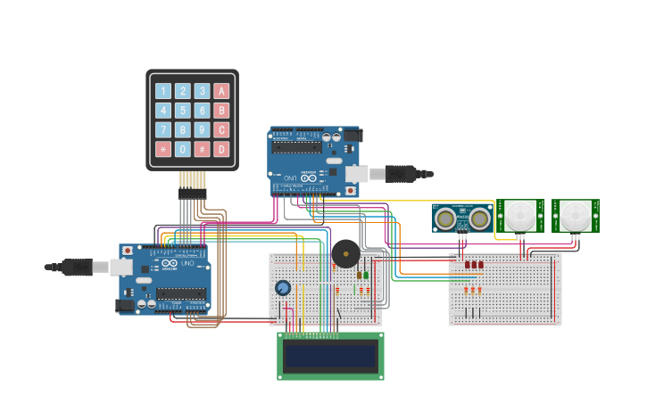 Circuit design Intrusos con Alarma - Tinkercad