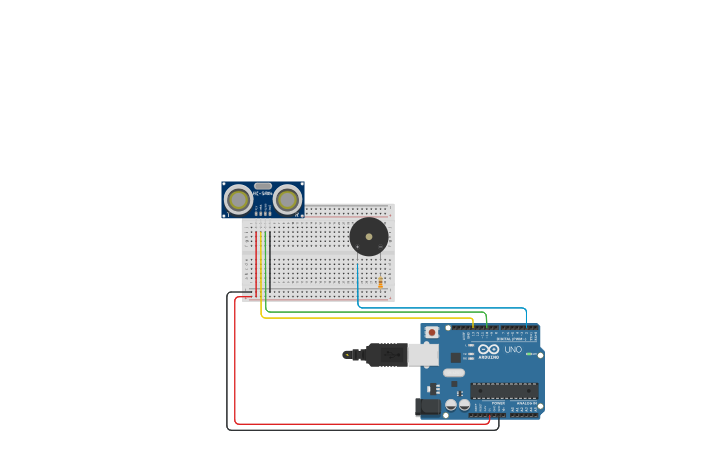 Circuit design Copy of Reto 8: Sensor de aparcamiento - Tinkercad