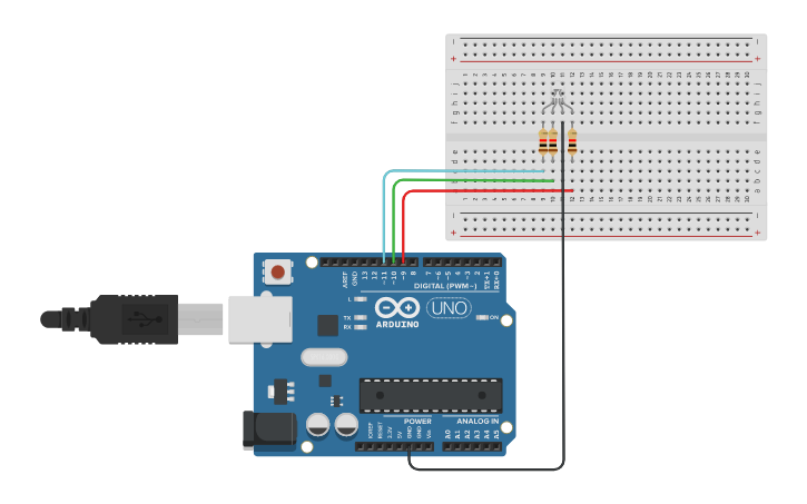 Circuit design RGB Module Changing Random Colors | Tinkercad