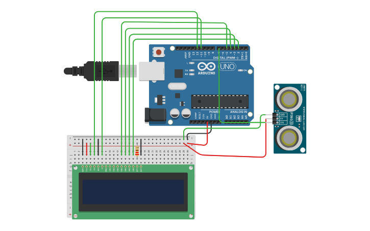 Circuit Design Ultrasonic Distance Tinkercad 