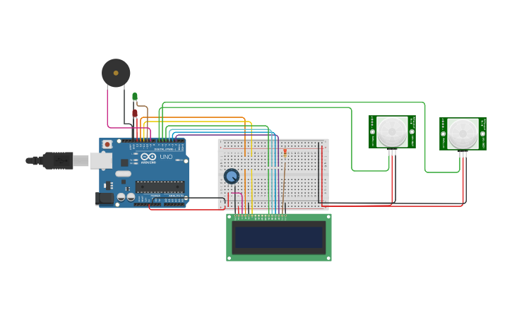 Circuit Design Bidirectional Visitor Counter Tinkercad