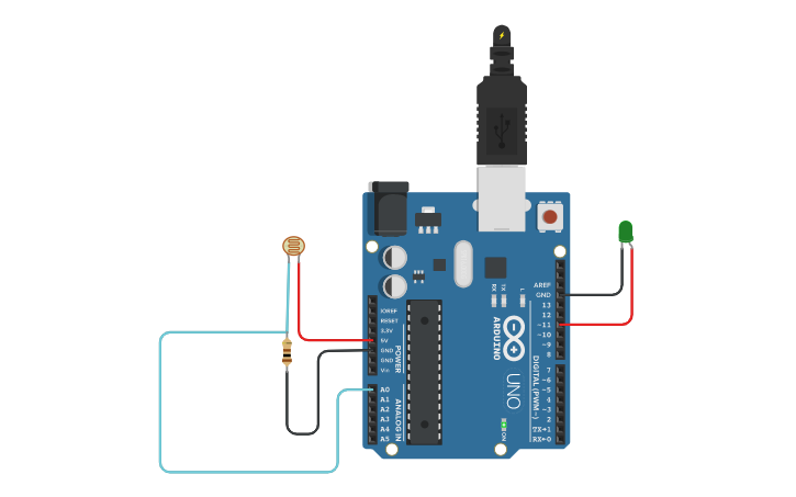 Circuit design LDR Sensor - Tinkercad