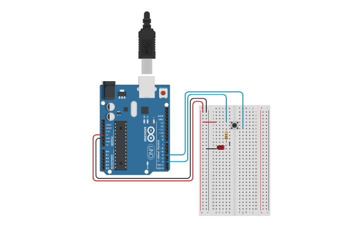 Circuit design Arduino LED gumb - Tinkercad
