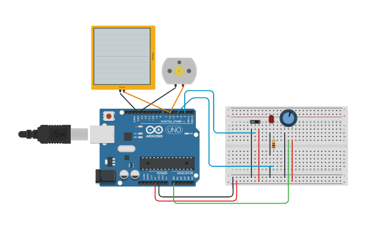 Circuit design Rain Sensor and wiper control system | Tinkercad