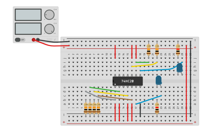 Circuit design 74hc20 - Tinkercad
