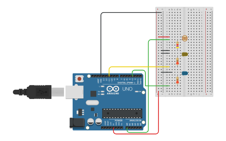 Circuit design LDR SENSOR - Tinkercad