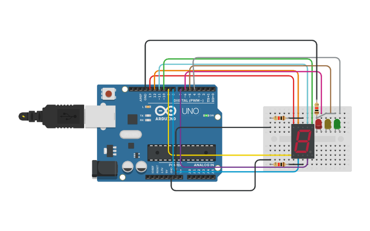 Circuit design led 7 segment - Tinkercad