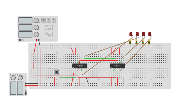 Circuit design Shift register - Tinkercad