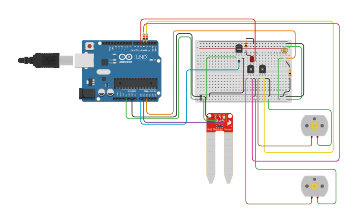 Circuit design Smart Greenhouse - Tinkercad