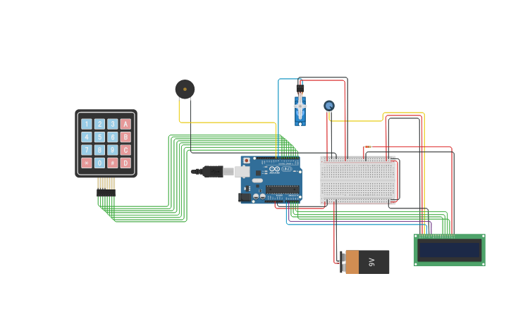 Circuit design Password Based Door Lock System - Tinkercad