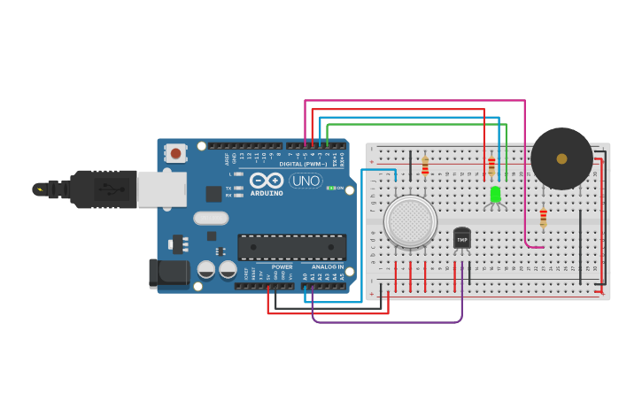 Circuit design LAB: 2 SENSORS - Tinkercad