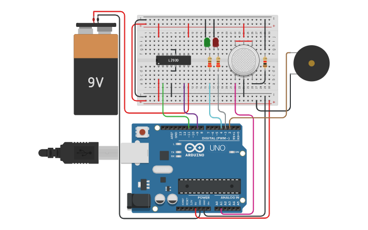 Circuit design GAS SENSOR - Tinkercad
