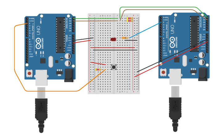 Circuit design Comunicazione tra 2 Arduino (2) - Tinkercad