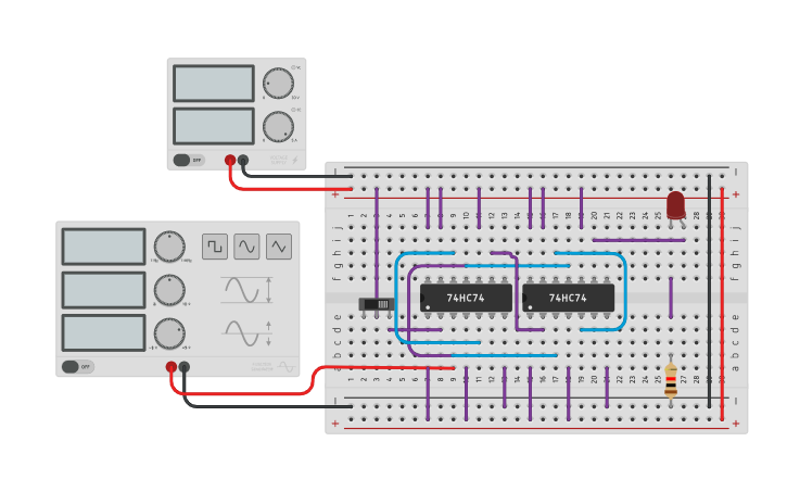 Circuit design Serial In Serial Out - Tinkercad