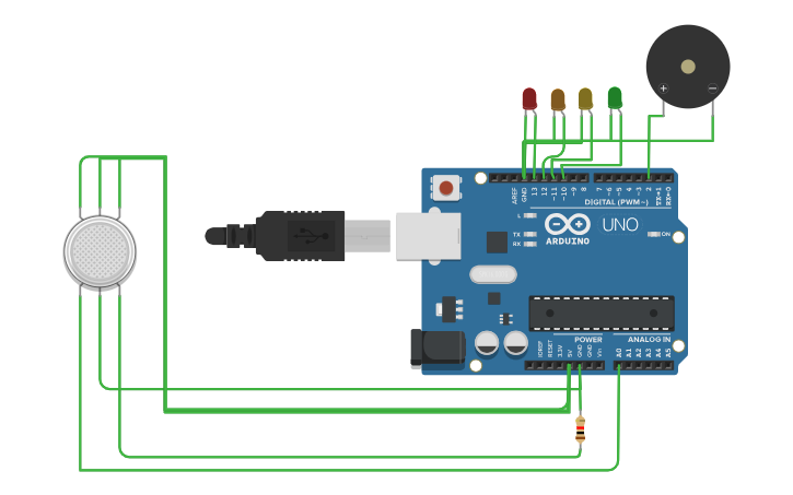 Circuit Design Air Quality Gas Sensor Mq135 Tinkercad
