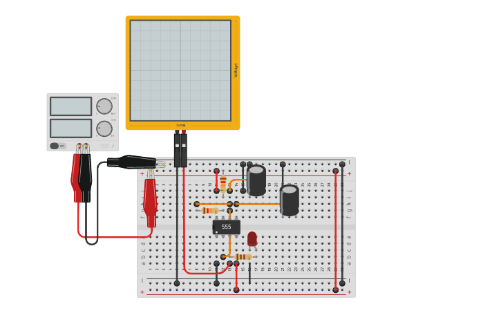 Circuit design Multivibrator Astable 555 - Rangkaian 3 | Tinkercad