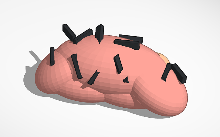3D design ugly hairry brain. - Tinkercad