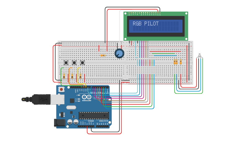 Circuit design Command RGB with LCD - Tinkercad