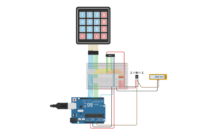 Circuit design Keyboard Scanning - Tinkercad