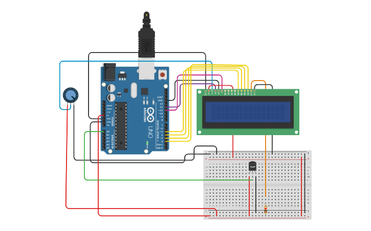 Circuit design TMP LCD - Tinkercad