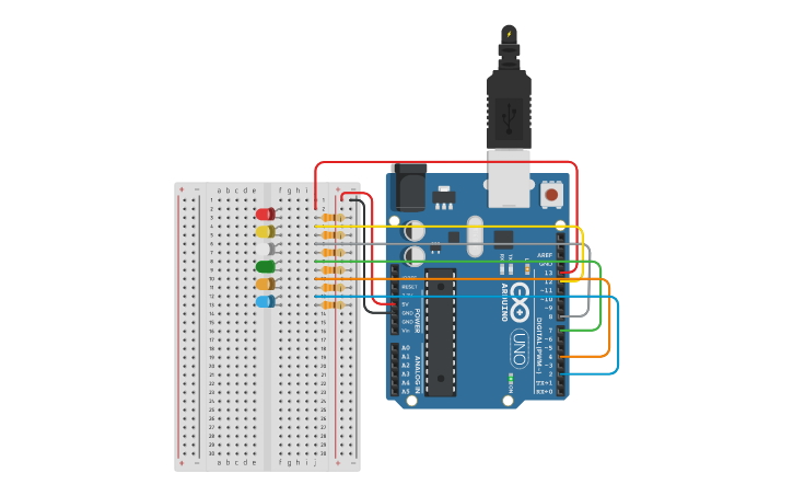 Circuit design 6 LED Circuit - Tinkercad