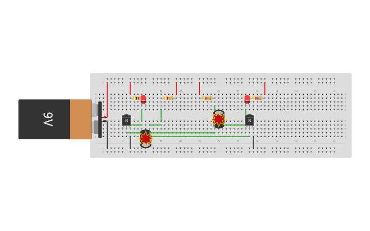 Circuit design BLINKING 2 LED'S - Tinkercad