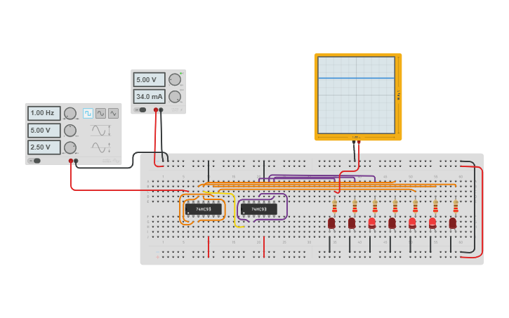 Circuit design MOd 60 counter binnery - Tinkercad