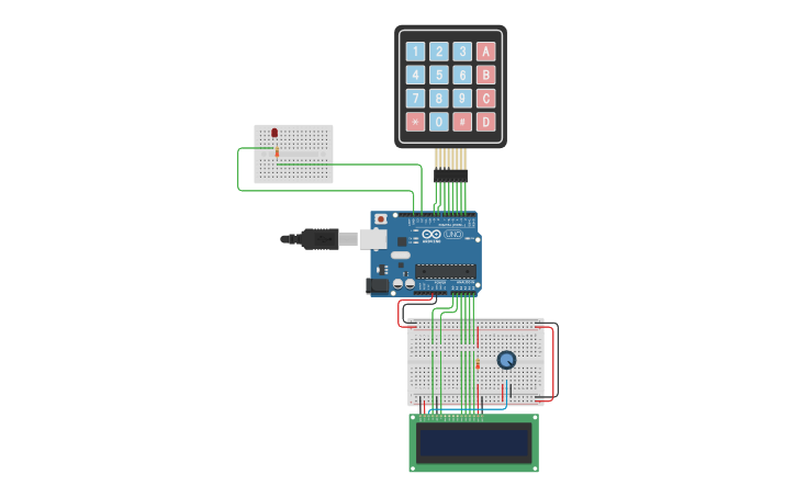 Circuit Design Using Keypad And Lcd Display For Password Protection Arduino Tinkercad
