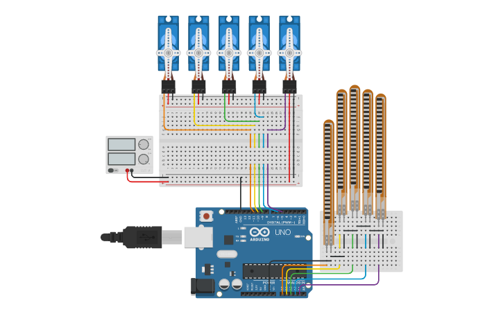 Circuit design Glove-Controlled Robot Hand - Tinkercad