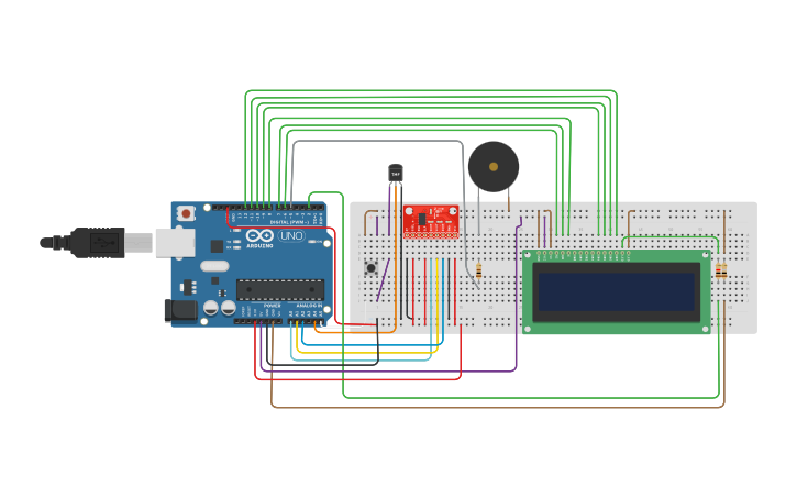 Circuit design Sensor Covid com Acelerometro - Tinkercad