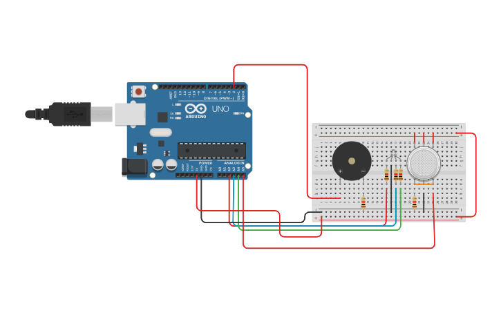 Circuit Design Gas Sensor Tinkercad