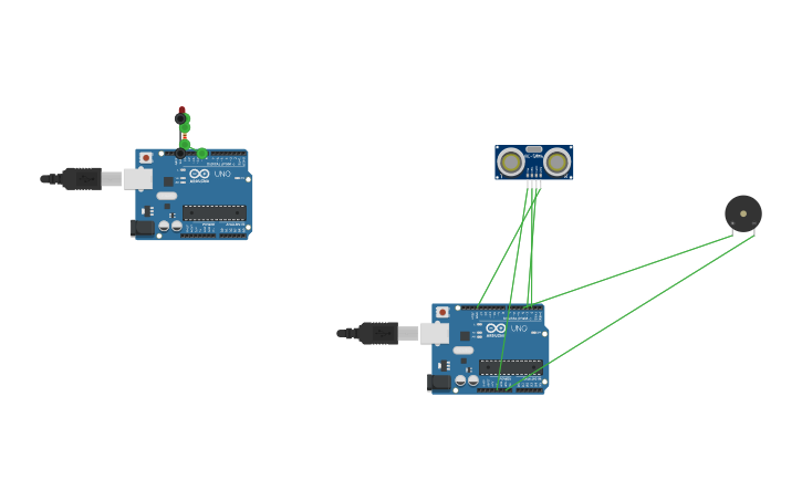 Circuit design ultrasonic sensor alarm - Tinkercad