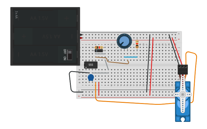 Circuit design 555 Servo Meter | Tinkercad