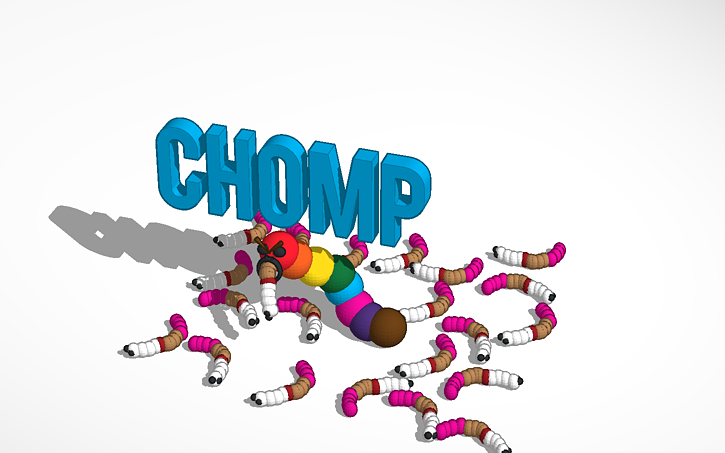 3D design worms runs away from dino worm | Tinkercad