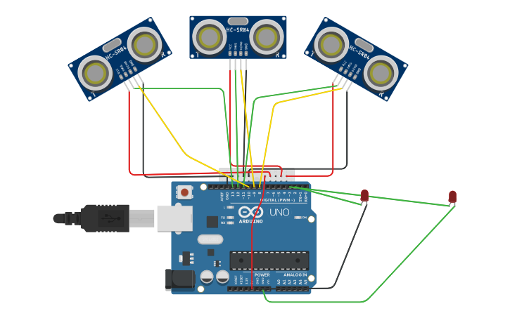 Circuit design Obstacle detection - Tinkercad